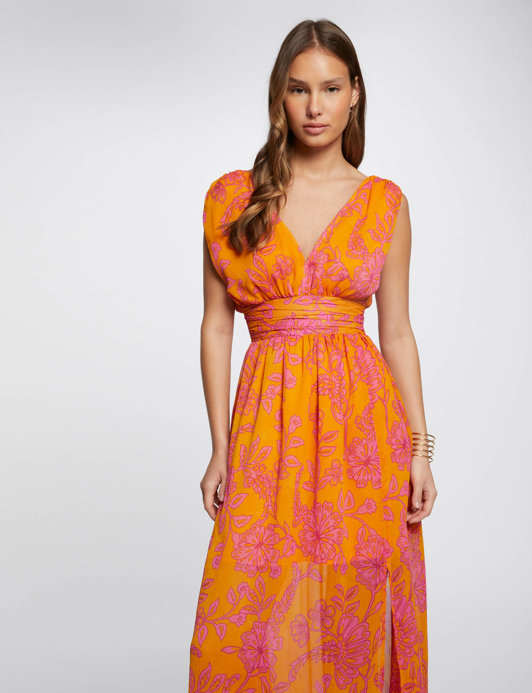 Robe longue droite imprimée multico femme | Morgan